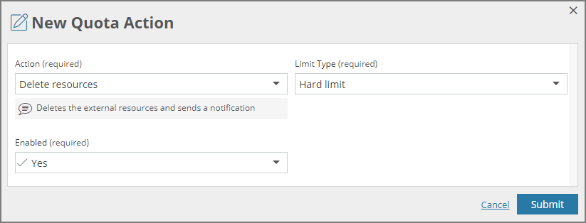 Using External Resources Quotas – CloudShare Support